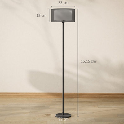 Mira Black Metal and Fabric Floor Lamp with Double Layer Shade and Foot ...