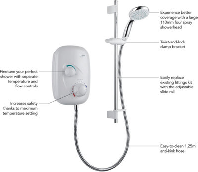 Mira Event XS Power Shower - White & Chrome 1.1532.401