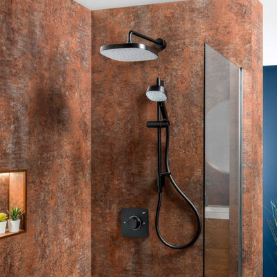 Mira Evoco Dual Thermostatic Mixer Shower Adjustable Fixed Heads Black ...