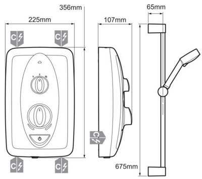 Mira Jump Multi-Fit Electric Shower 7.5kw White Chrome Bathroom 1.1788.477