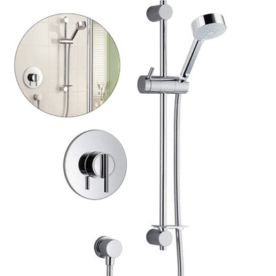Mira Showers Silver BIV Mixer Shower Built In Recessed Valve + Riser + Head