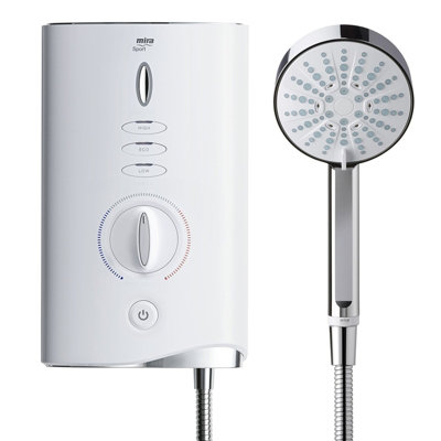 Mira Sport MAX AirBoost Electric Shower 9.0kW White Chrome + Riser Rail ...