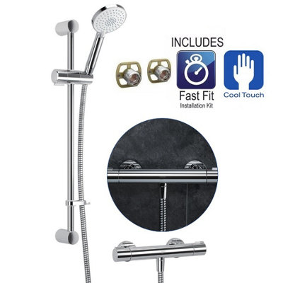 Mira Thermostatic Bar Mixer Shower Chrome Cool Touch + Riser Rail ...