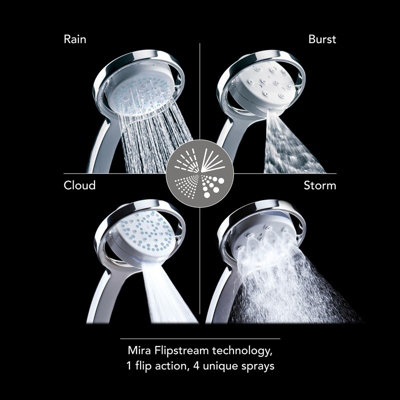 MIRA VIER DIGITAL SHOWERHEAD 360M 135MM CHROME 4 MODE FLIPSTREAM SHOWER ...