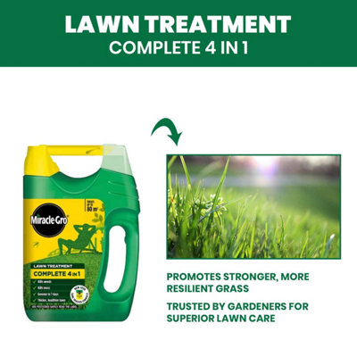 MIRACLE GRO COMPLETE 4-IN-1 2.8KG LAWN TREATMENT SPREADER KILLS WEEDS ...