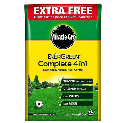 Miracle Gro Evergreen Complete 4 in 1 Lawn Feed Weed and Moss Killer ...
