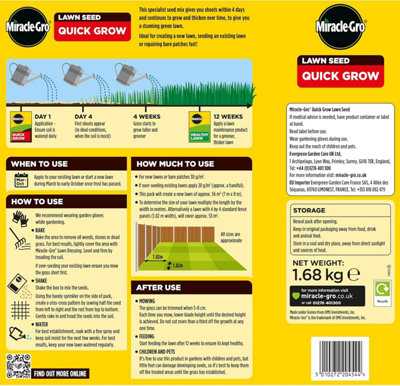 Miracle-Gro Multi Purpose Lawn Seed 33m2 Value Pack for Fast Growing ...