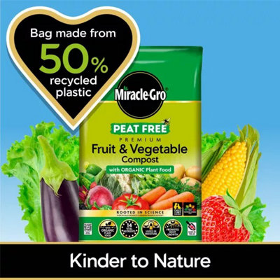 Miracle Gro Organic Fruit and Veg Peat Free Compost 40L with Organic ...