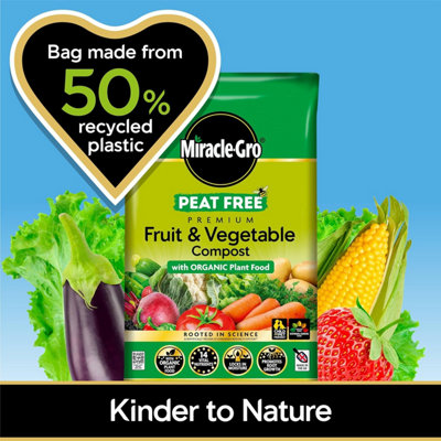 Miracle-Gro Organic Fruit & Veg Peat Free Compost 40L for Healthy ...