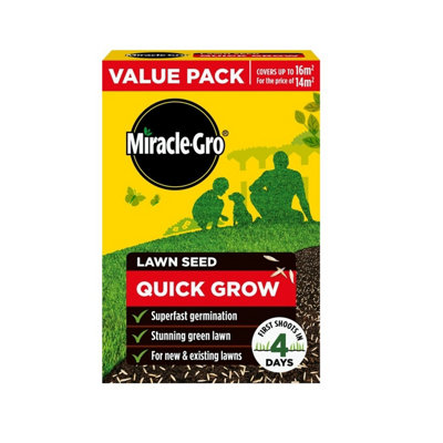 Miracle-Gro Quick Grow Lawn Seed 16m2 Ryegrass fescues Fast Grass Seed 480g