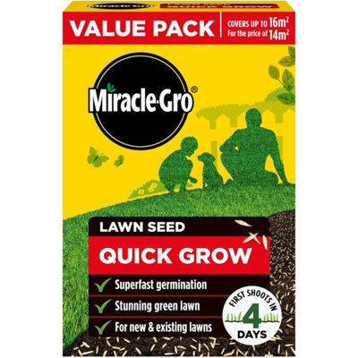 Miracle-Gro Quick Grow Lawn Seed 16m2 Value Pack for Rapid Green Grass ...