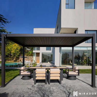 Mirador Louvered Aluminium Pergola 2.7x4.4m, Adjustable Louvers, Powder ...