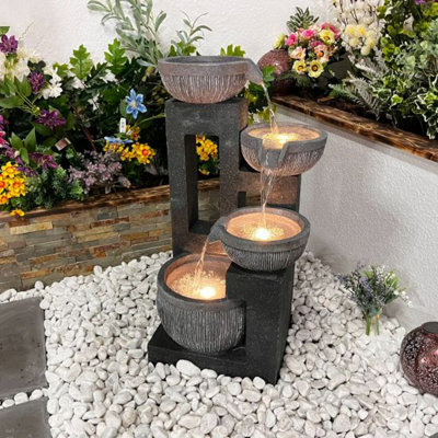 Mirage Cascade Solar Powered Water Feature With Cover
