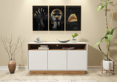 Mirage Loft Sideboard 130cm White & Dark Oak - Creative Furniture