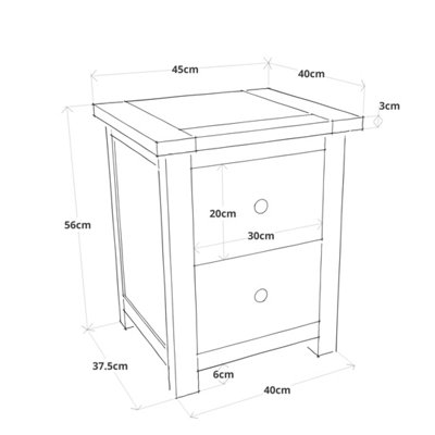 Mirano 2 Drawer Bedside Table Brass Knob