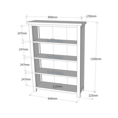 Mirano Grey Bookcase 120x90x25cm
