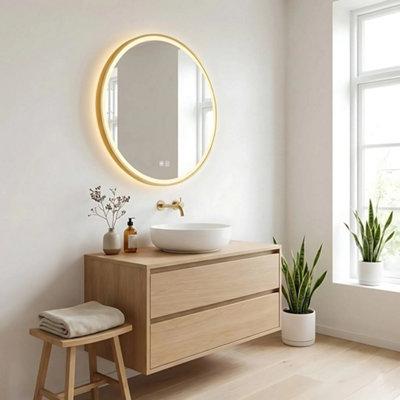 MIRROR REA LED MMJ 60CM GOLD 60X60X60CM