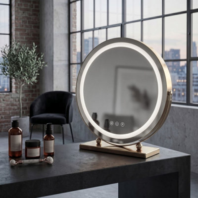 MIRROR REA MAKE-UP LED GOLD 12X4X43CM