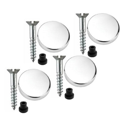 Mirror Screws 25mm Zinc Pack of 4 with Rubber Washers and Wide 20mm ...