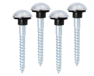 Mirror Screws 38mm with Chrome Dome Cap & Rubber Grommets - 12 Pack for ...