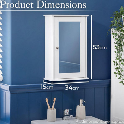 Mirrored Bathroom Cabinet Wall Mounted, Small White Wooden Bathroom ...