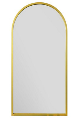 MirrorOutlet Arcus - Gold Framed Arched Leaner / Wall Mirror 55" X 27.5 ...