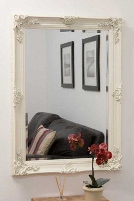 MirrorOutlet Davenport Cream Ornate Flourish Large Wall Mirror 109 x 79 ...