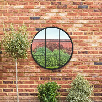MirrorOutlet - The Circulus - Black Metal Frame Round Window Garden ...