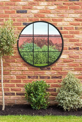 MirrorOutlet - The Circulus - Black Metal Frame Round Window Garden ...