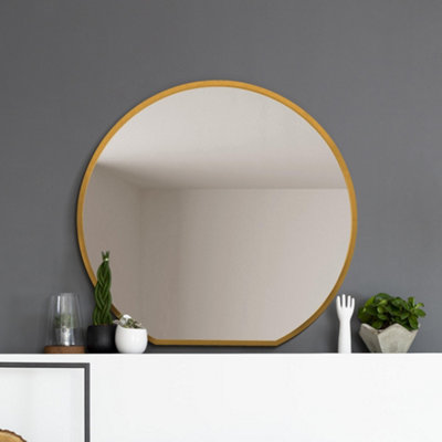 MirrorOutlet The Circulus Gold Framed Flat Bottom Circular Wall Mirror ...