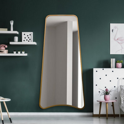 MirrorOutlet The Coartans Gold Metal Isoscelles Trapezoid Shape Framed ...