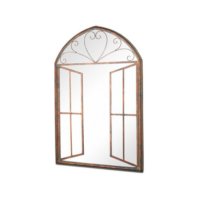 MirrorOutlet The Kirkby Rustic Metal Arched Shaped Decorative Window ...