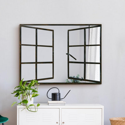 MirrorOutlet The Kirkby Rustic Metal Rectangle Shaped Decorative Window ...