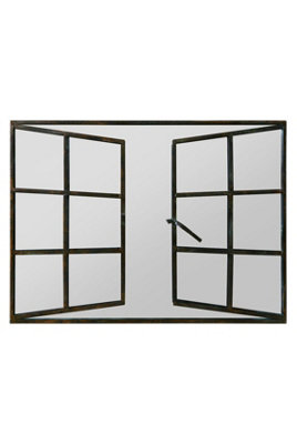 MirrorOutlet The Kirkby Rustic Metal Rectangle Shaped Decorative Window ...