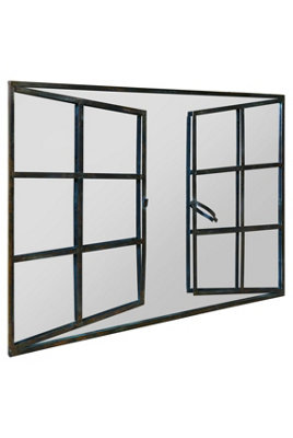 MirrorOutlet The Kirkby Rustic Metal Rectangle Shaped Decorative Window ...