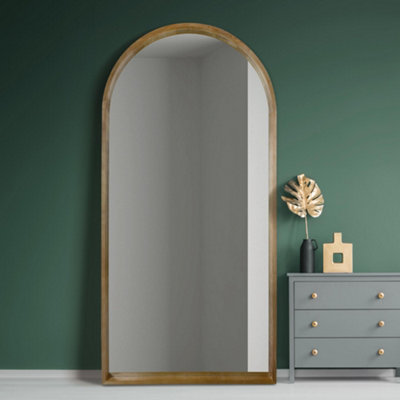 MirrorOutlet The Naturalis Solid Oak Framed Arched Leaner Wall Mirror ...
