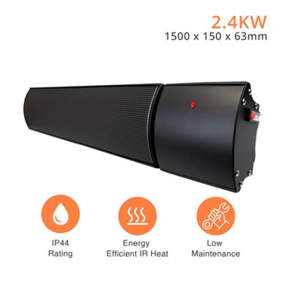 Mirrorstone 2400w Helios Infrared Bar Heater In Black Finish, Wall ...