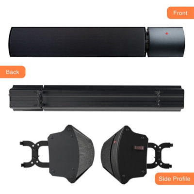 Mirrorstone 2400w Helios Infrared Bar Heater In Black Finish, Wall ...