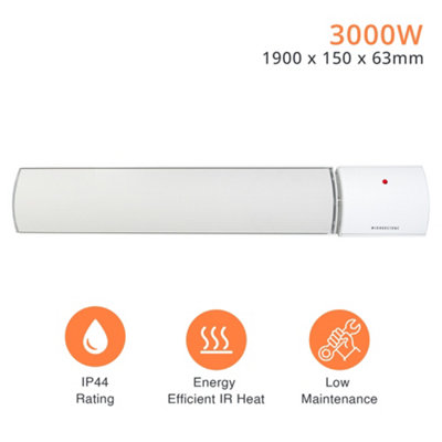 MIRRORSTONE HELIOS WHITE BAR FIR COATED ALUMINIUM 3000W INFRARED HEATER