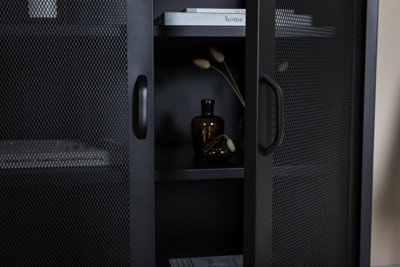 Misha Storage, Low cabinet mesh doors , Black Cabinet