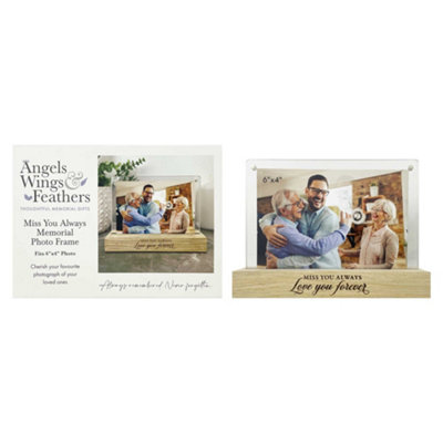 Miss You Always Memorial Photo Frame - Wooden Base, Fits 6x4 Photo ...