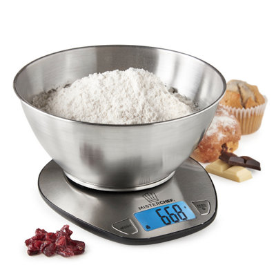 MisterChef Digital Kitchen Food Scale, Stainless Steel Weighing Scales ...