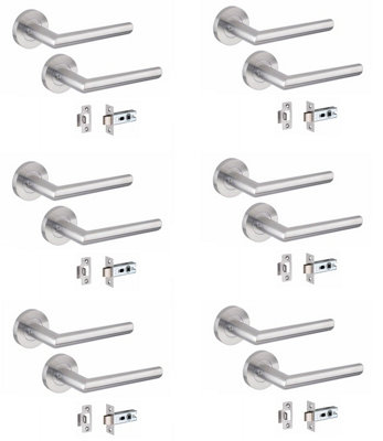 Mitred Design Door Handle Satin Nickel Finish Bathroom WC Toilet Door ...