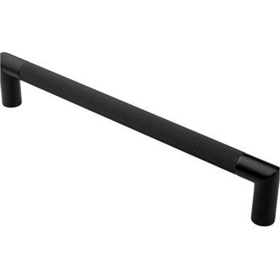 Mitred Reeded Door Pull Handle - 320mm x 20mm - 300mm Centres Matt Black