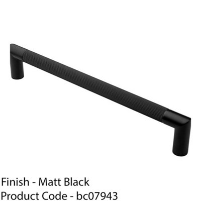 Mitred Reeded Door Pull Handle - 320mm x 20mm - 300mm Centres Matt Black