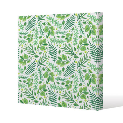 Mixed Green Leaves (Canvas Print) / 61 x 61 x 4cm | DIY at B&Q