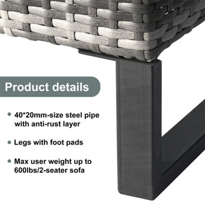 Mixed Grey Rattan Corner Sofa Set,Industrial Style,with Coffee Table ...