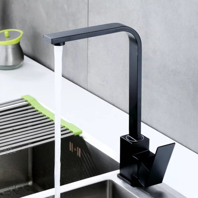 Mixer Tap Square Mono Brass Faucet Kitchen Tap Black Finish Square Neck ...