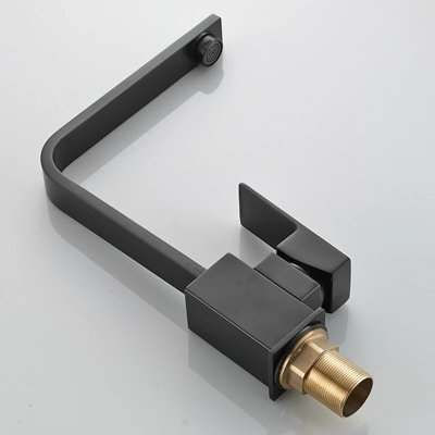Mixer Tap Square Mono Brass Faucet Kitchen Tap Black Finish Square Neck ...