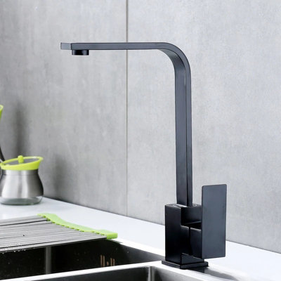 Mixer Tap Square Mono Brass Faucet Kitchen Tap Black Finish Square Neck ...